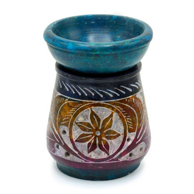 Small Colou Soapstone Oil Burner 8cm Flower MultiColorColor