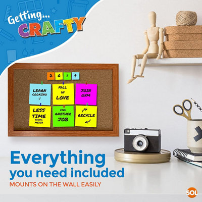 Small Cork Board with Pins, Screws & Wall Hanger - A4 - Pin Board, Cork ...