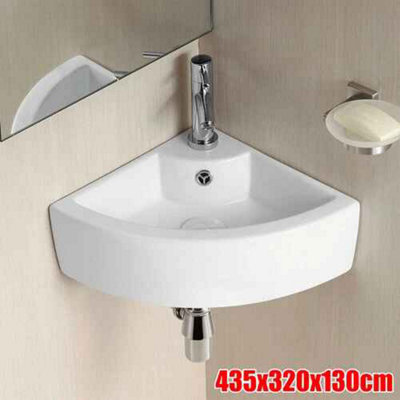 Small Corner Wall Mounted Basin Sink for Bathroom Cloakroom Hand Wash