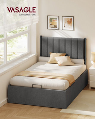 SMALL DOUBLE BED FRAME, 120 X 190 CM, OTTOMAN BED WITH LIFT-UP STORAGE ...