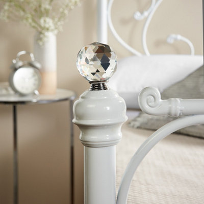 Small Double Metal Bed Frame White Crystal