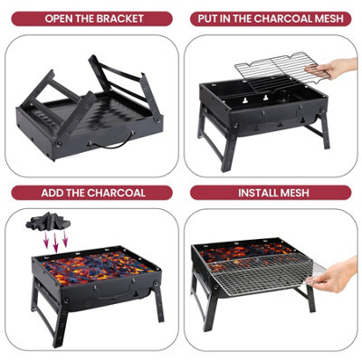 Small Folding Charcoal BBQ Grill For Travel Camping Stainless Steel ...
