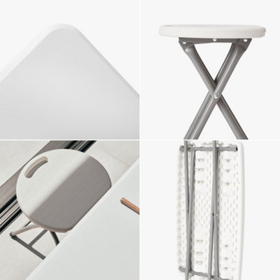 Small Folding Table & 4 Folding Stool Set - Built-in Handle ...
