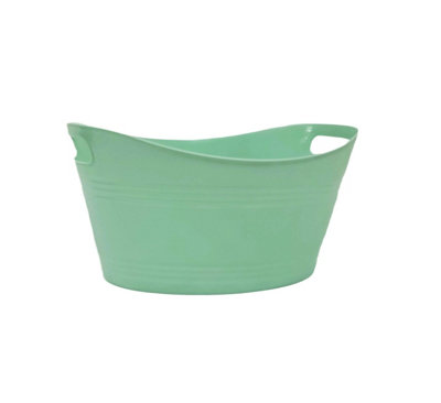 Small Green Plastic Ice Bucket With Handles Drink Cooler Tub Party BBQ