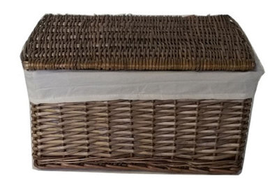 Small Lidded Wicker Basket Lining 30x20x11.5 cm