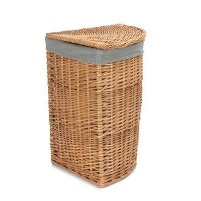 Small Light Steamed Corner Linen Basket with Grey Sage Lining | DIY at B&Q
