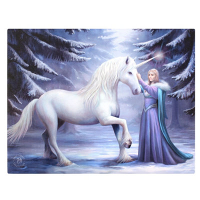 Small Magical Winter Scene and White Unicorn Canvas Print Plaque by ...