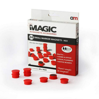 Small Marker Magnets Red 20mm x 8mm Pack of 24