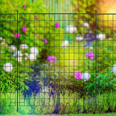 Small Multi-Purpose Metal Grid Fence Panel Section in Black