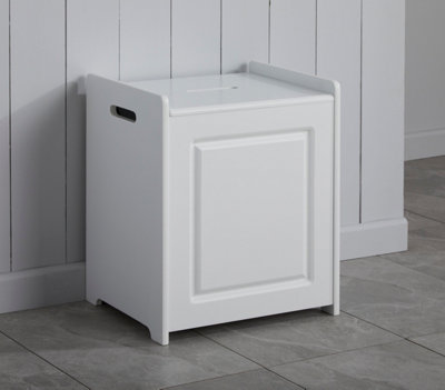 Small Panelled Laundry Storage Box in White