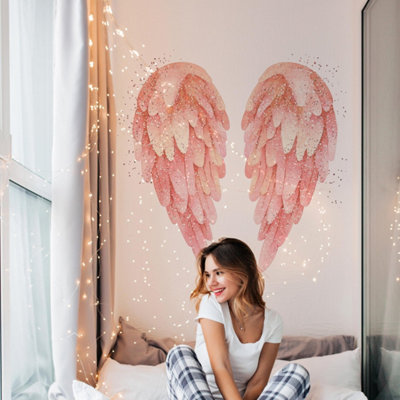Small Pink Angel Wings Wall Sticker