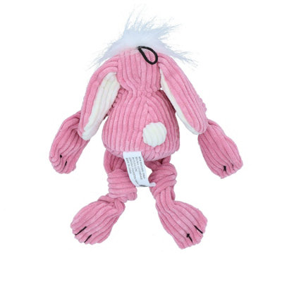 Small Pink Bunny Knottie Plush Durable Multi Squeaky Dog Puppy Toy ...