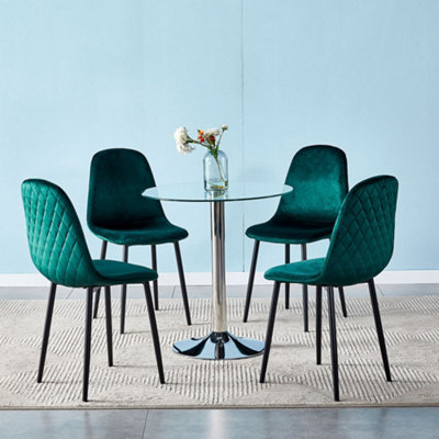 Small Round Clear Glass Top Dining Table Coffee Table with Pedestal ...