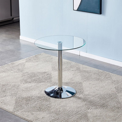 Small round glass and chrome side table store