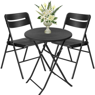 Small Round Folding Table & 2 Folding Chairs Set - HDPE Top Steel Frame ...