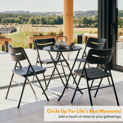 Small Round Folding Table 4 Folding Chairs Set HDPE Top Steel Frame for Indoor Outdoor