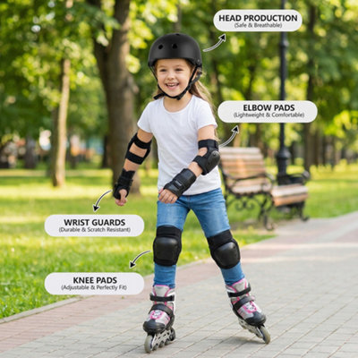Small Size Helmet and Protective Pads Set Black