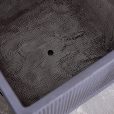 Small Slate Grey Ribbed Finish Fibre Clay Indoor Outdoor Garden Plant ...