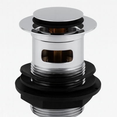 Small Slotted Basin Click Waste - Chrome Plated Push Button Plug for ...