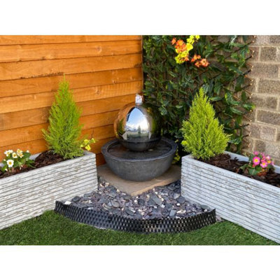 Small Stainless Sphere Resin Base Mains Power Water Feature With Cover