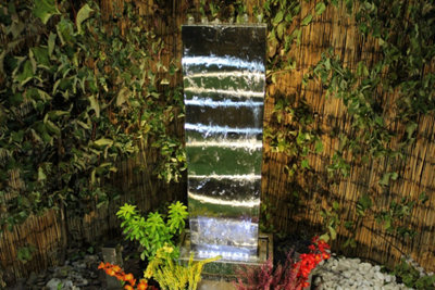 Small Stainless Steel Wave Modern Metal Solar Water Feature