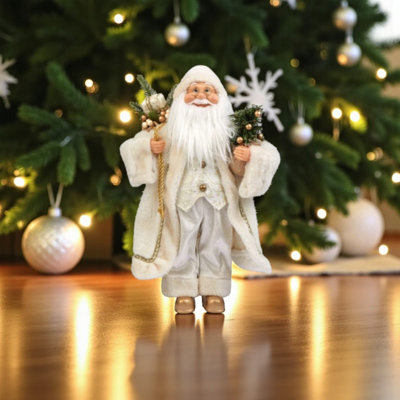 Small Standing Champagne Santa Decoration