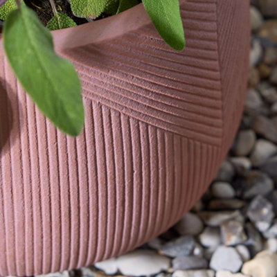 Small Terracotta Symmetry Stripe Fibre Clay Indoor Outdoor Summer ...