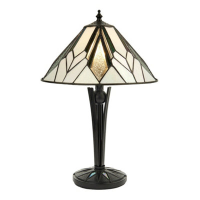 Small Tiffany Glass Table Lamp - Art Deco Style - Requires 40W E14 Golf ...