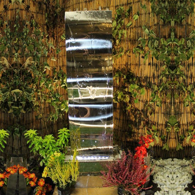 Small Wave Modern Metal Water Feature - Stainless Steel - L25 x W38 x ...