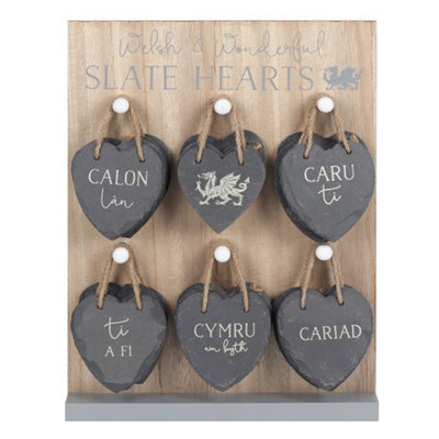 Small Welsh Slate Hanging Heart Design