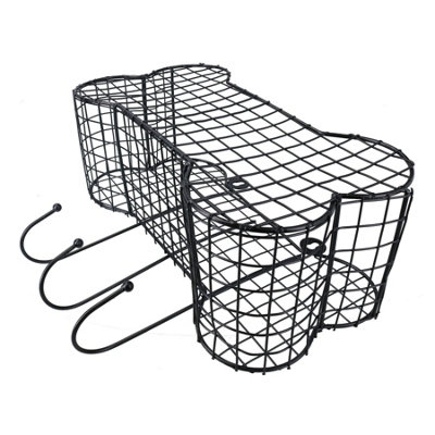 Small Wire Storage Shelf Bone Shaped Basket With Dog Lead Hooks Pet Tidier