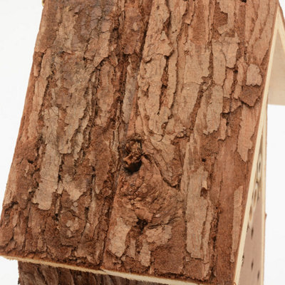 Small Wooden Bug House Natural Bark Insect Bee Hotel Outdoor Garden Habitat