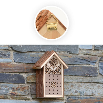 Small Wooden Bug House Natural Bark Insect Bee Hotel Outdoor Garden Habitat