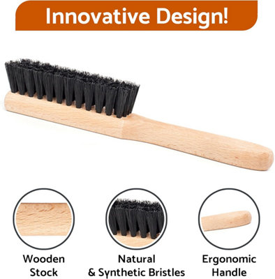 Small Wooden Clothes Brush with Natural & Synthetic Bristles - Anti ...