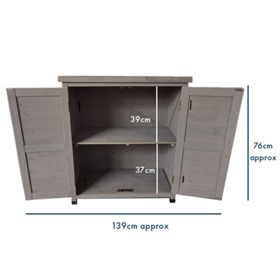 Small Wooden Garden Storage Cabinet in Grey