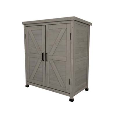 Small Wooden Garden Storage Cabinet in Grey