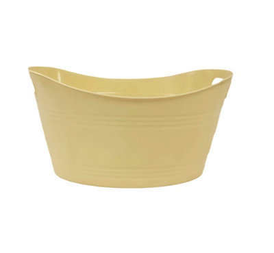 Small Yellow Plastic Ice Bucket With Handles Drink Cooler Tub Party BBQ