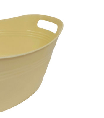 Small Yellow Plastic Ice Bucket With Handles Drink Cooler Tub Party BBQ