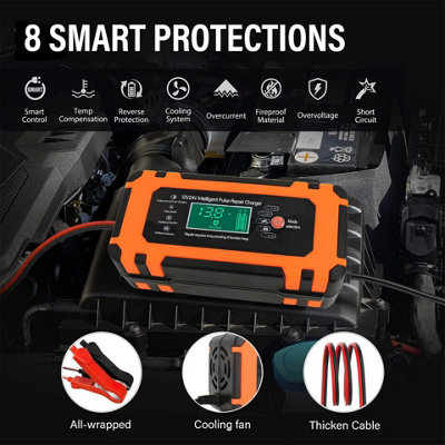 Smart 12V/24V Car Battery Charger 8A Fast Charge & Pulse Repair for AGM ...
