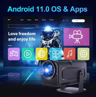 Smart Full HD 1080P LED Projector with WiFi 6, Bluetooth & Android OS ...