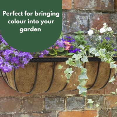 Smart Garden 60cm 24 Inch Saxon Metal Wall Trough Basket Black Planter ...