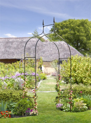 Smart Garden Minster Gothic Metal Black Garden Arch Pergola Grey Plant ...