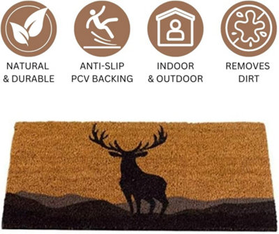 Smart Garden Monarch Stag Country Patterned Doormat Coir PVC Back ...