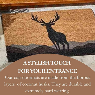 Smart Garden Monarch Stag Country Patterned Doormat Coir PVC Back ...