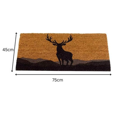 Smart Garden Monarch Stag Country Patterned Doormat Coir PVC Back ...