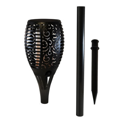 Smart Garden Solar Powered Flame Torch - Black