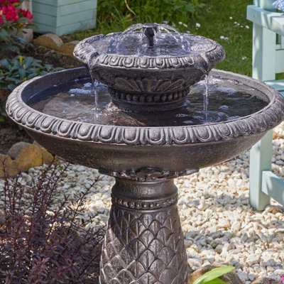 Smart Garden Solar Versailles 2 Tier Garden Water Feature Fountain Bird ...