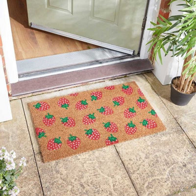 Smart Garden Strawberry Strawbs Patterned Doormat Coir PVC Back Outdoor Mat