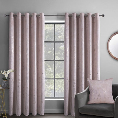 Smart Living Marble Effect Velvet Eyelet Curtains - Thermal Blackout ...