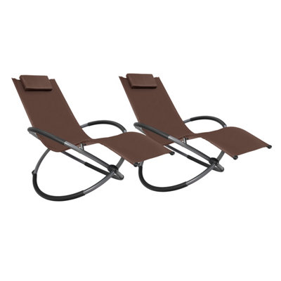 Smart Living Zero Gravity Rocking Sun Lounger Chair with Pillow Brown